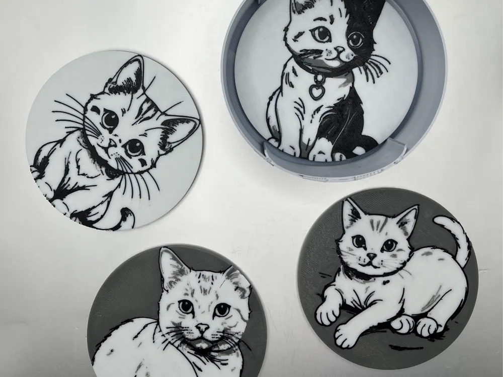 Cat Coaster Set by jc unboxed - MakerWorld