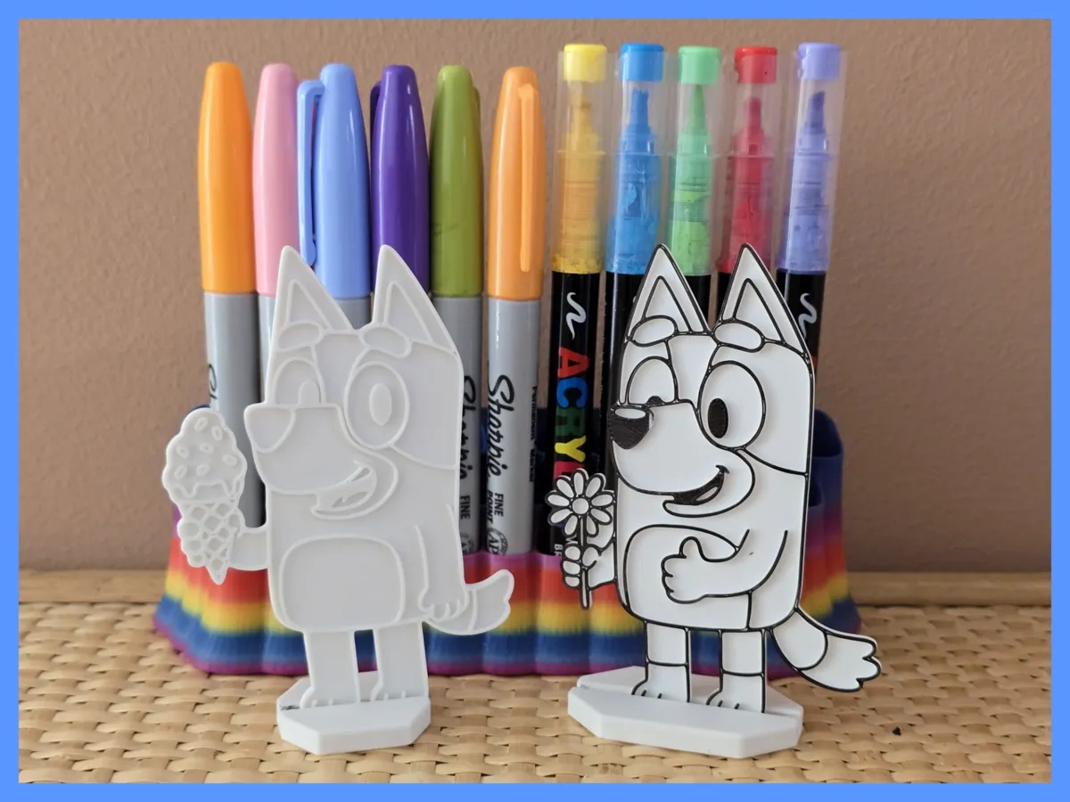 Colorear flores de Bluey: Un divertido regalo DIY sin AMS - Modelo de ...