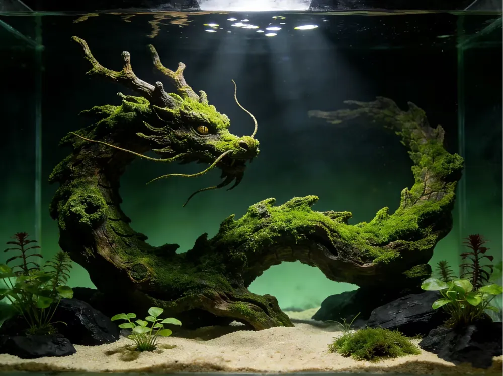 Wood Dragon Sculpture, Algae Dragon, suitable for aquarium landscaping ...