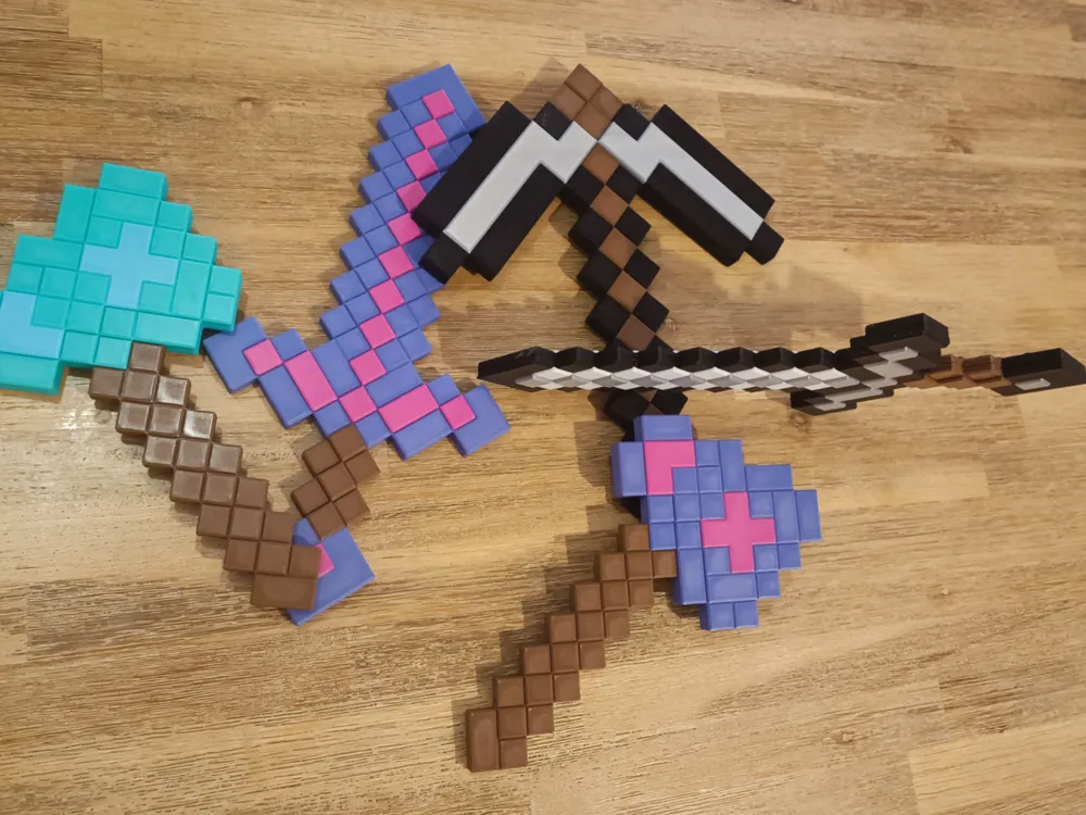 Minecraft Weapons & Tools by Mr.P. MakerWorld: Download Free 3D Models