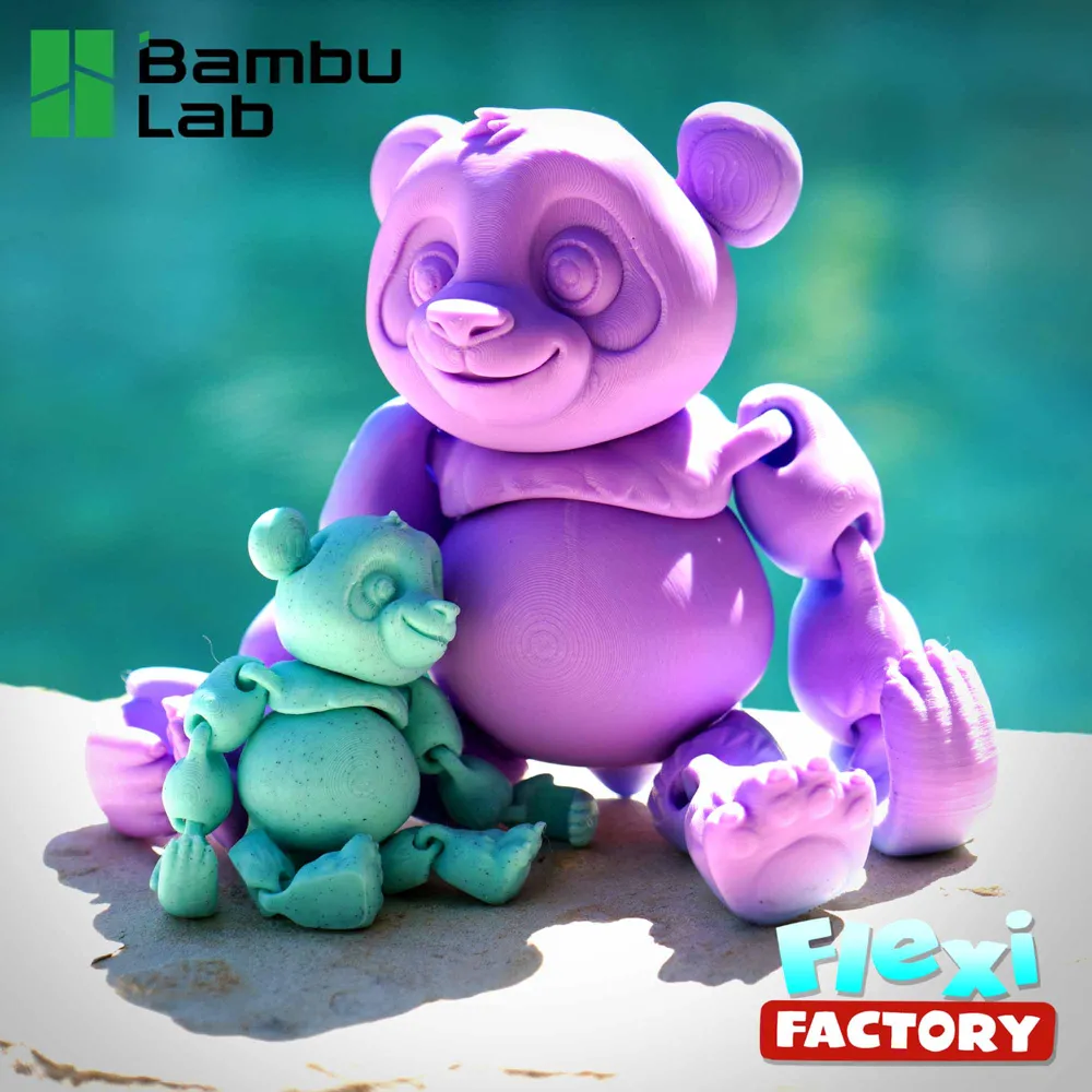 Flexi Factory and Bambu Lab Collaborative: Panda Bear and Stand by flexi.factory MakerWorld ...
