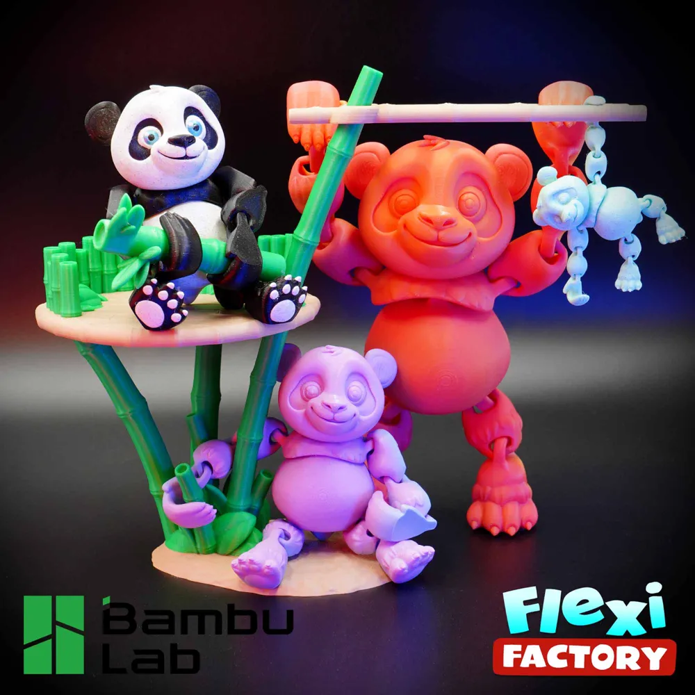 Flexi Factory and Bambu Lab Collaborative: Panda Bear and Stand by ...