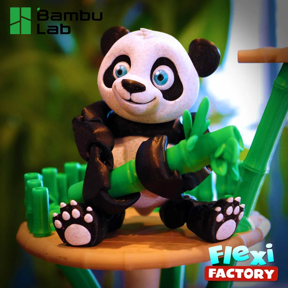Flexi Factory and Bambu Lab Collaborative: Panda Bear and Stand by flexi.factory MakerWorld ...