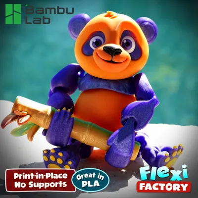 Flexi Factory and Bambu Lab Collaborative: Panda Bear and Stand by ...