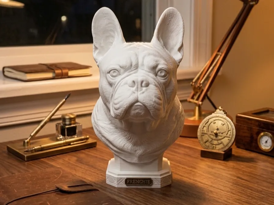 Realistic French Bulldog Bust 18 cm - Free 3D Print Model - MakerWorld