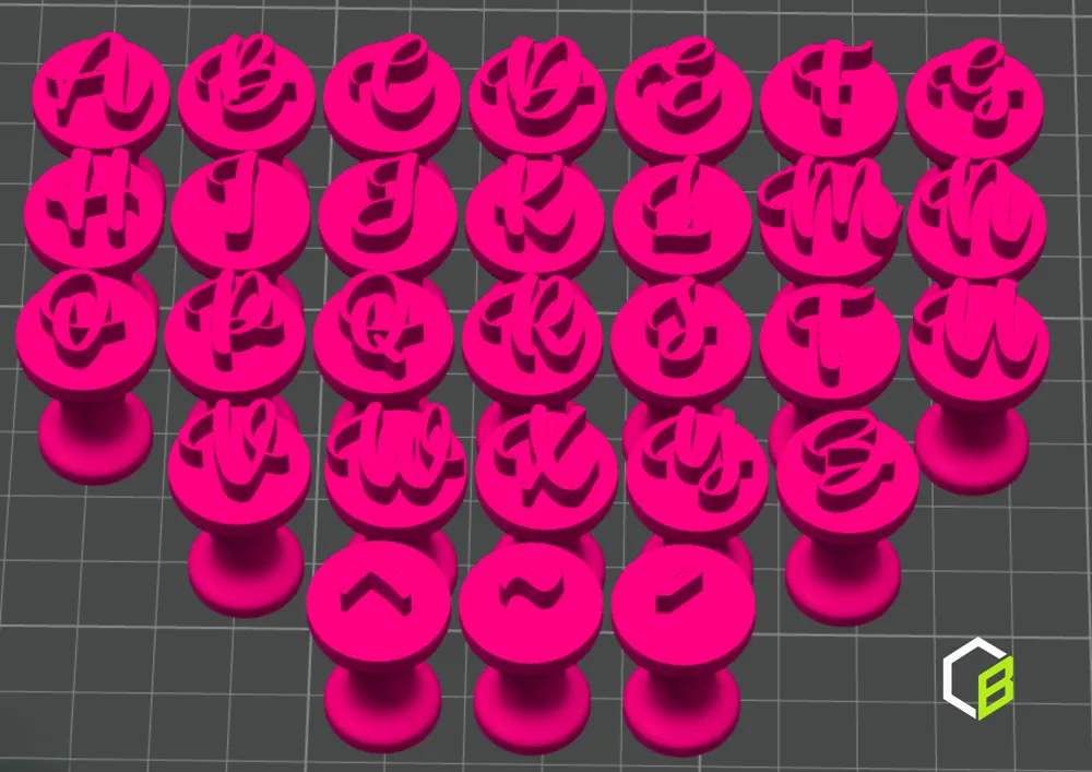 CURSIVE ALPHABET STAMPS - Free 3D Print Model - MakerWorld