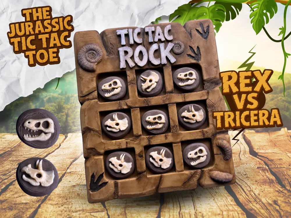 The Prehistoric Tic Tac Toe – Rex vs Tricera - Free 3D Print Model ...