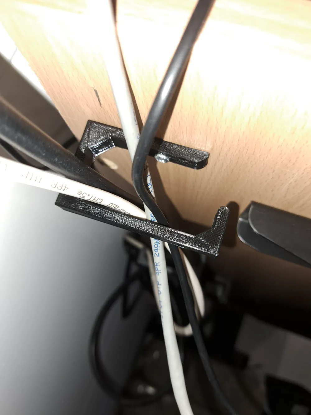 under desk cable support new stronger version - Free 3D Print Model ...