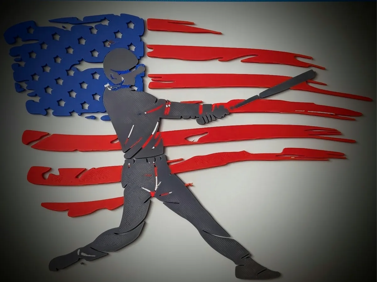 Baseball Player + American Flag - Free 3D Print Model - MakerWorld