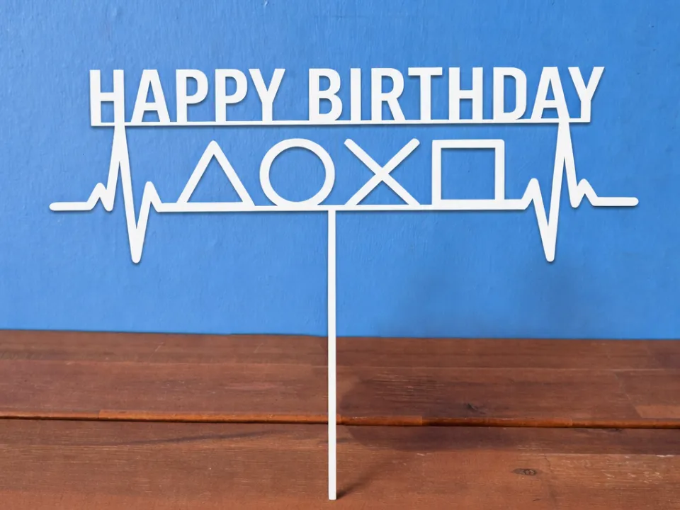 PlayStation Happy Birthday Cake Topper - Free 3D Print Model - MakerWorld
