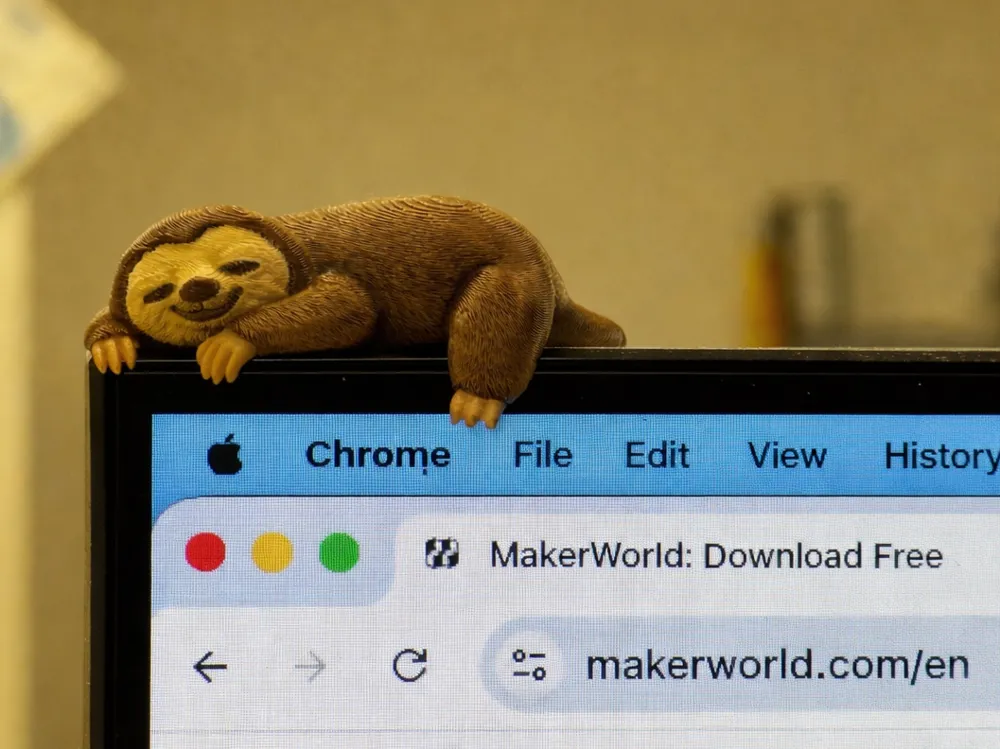 Sleepy Sloth Monitor Buddy - Free 3D Print Model - MakerWorld