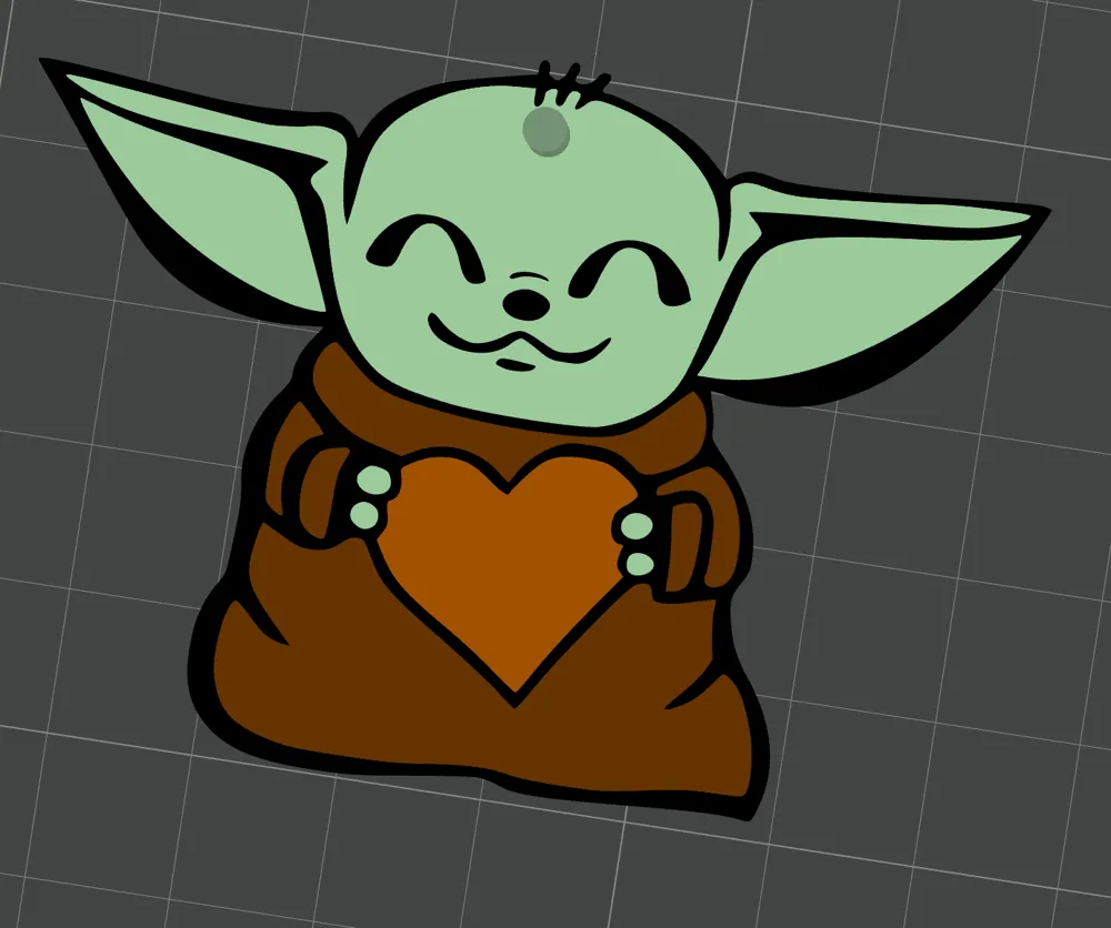 Grogu holding heart Keyring by pixel prints - MakerWorld