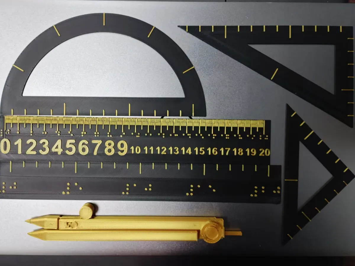 Visually Impaired Stationery Set: ruler, compass, protractor, set ...