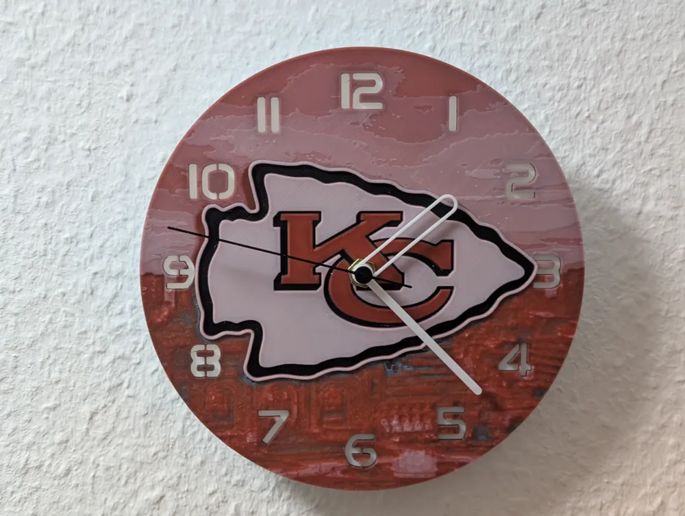 wall / desk clock Kansas City Chiefs Logo - Free 3D Print Model ...