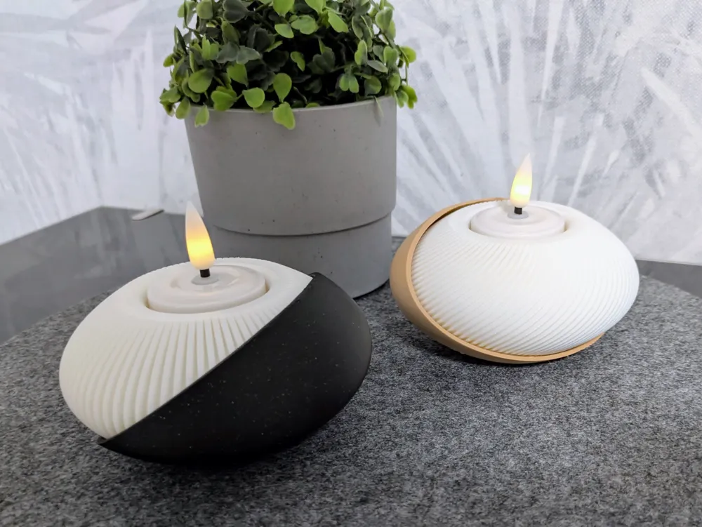 Modern tealight holder with shell (No AMS) by lov3d MakerWorld ...