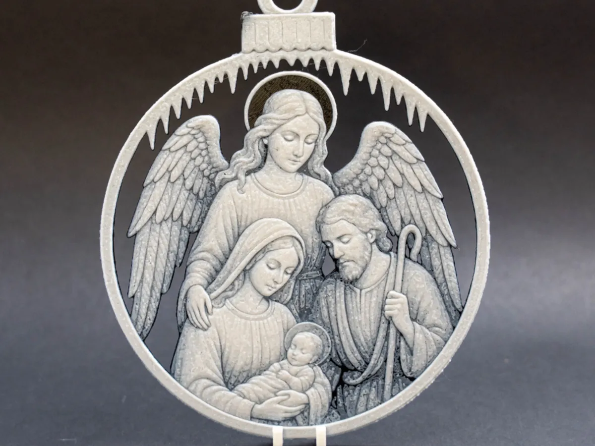 Holy Family with Guardian Angel Christmas Ornament - Free 3D Print ...