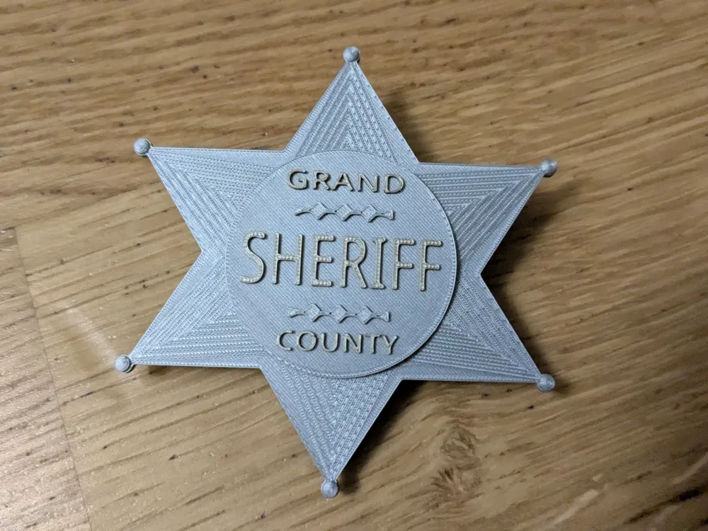 Sheriff Star Badge, also with editable text by plokr_ MakerWorld ...