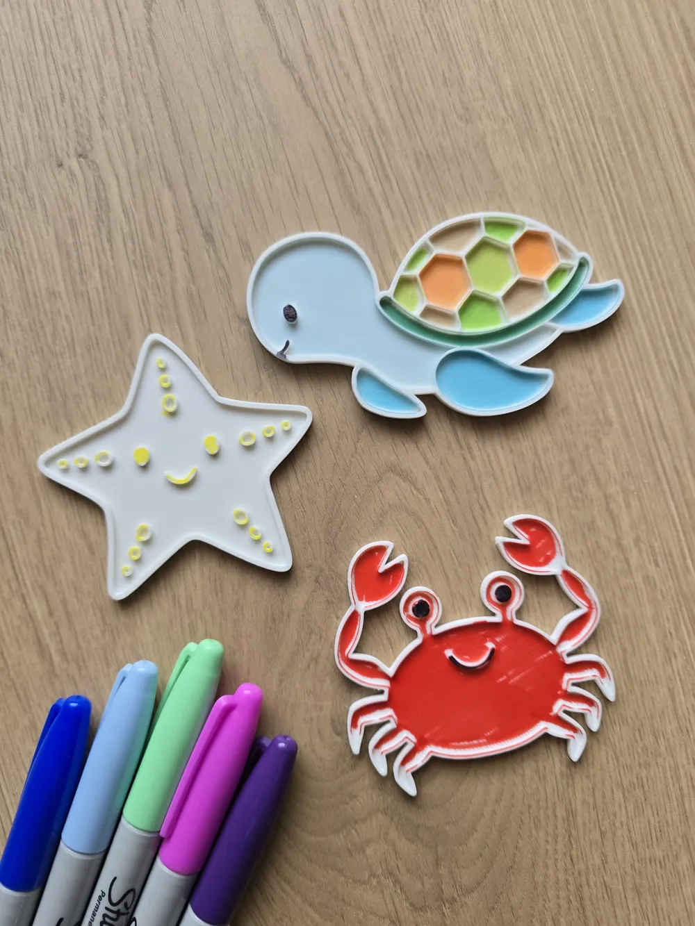 Sea Animal Coloring Color Turtle Crab Star Marker by ...