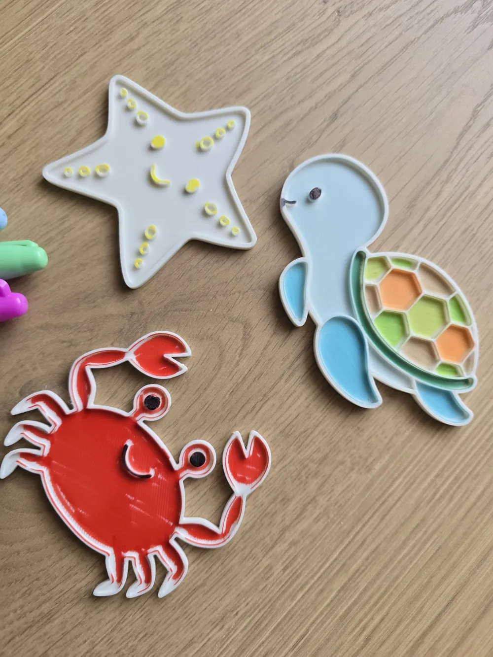 Sea Animal Coloring Color Turtle Crab Star Marker - Free 3D Print Model ...