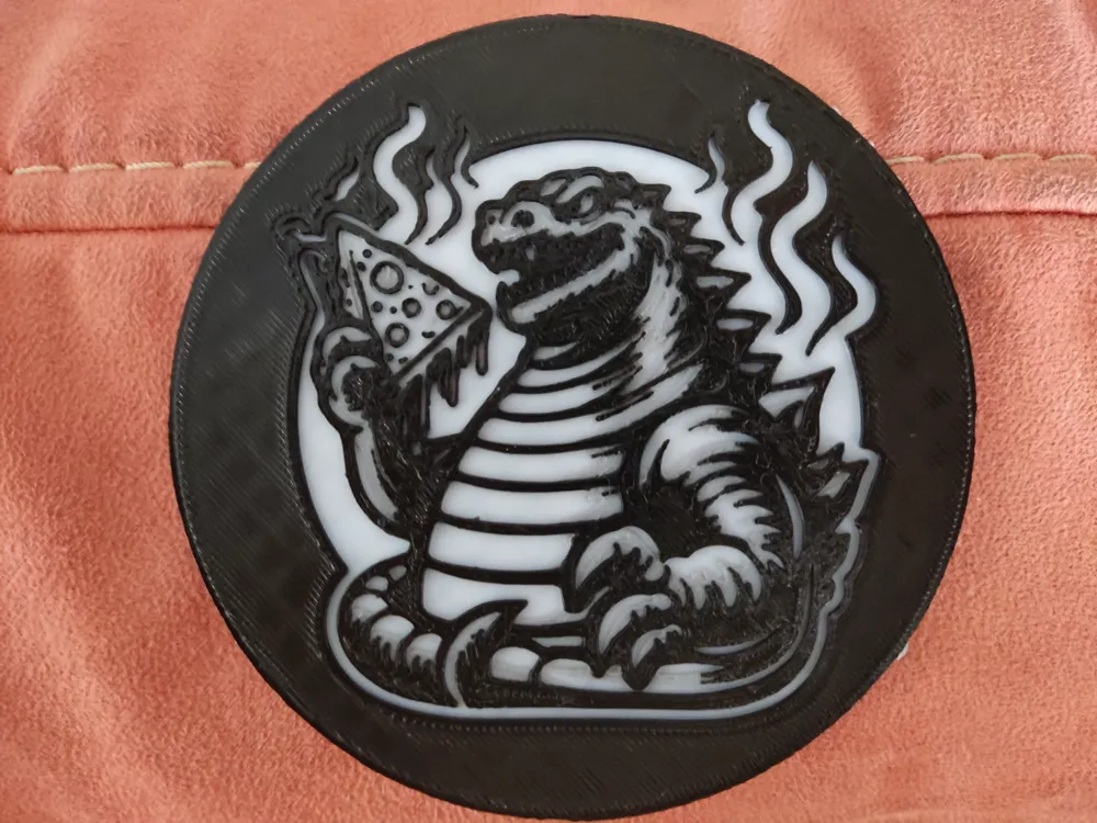 Eat your pizza Godzilla coaster by Kryzbar - MakerWorld