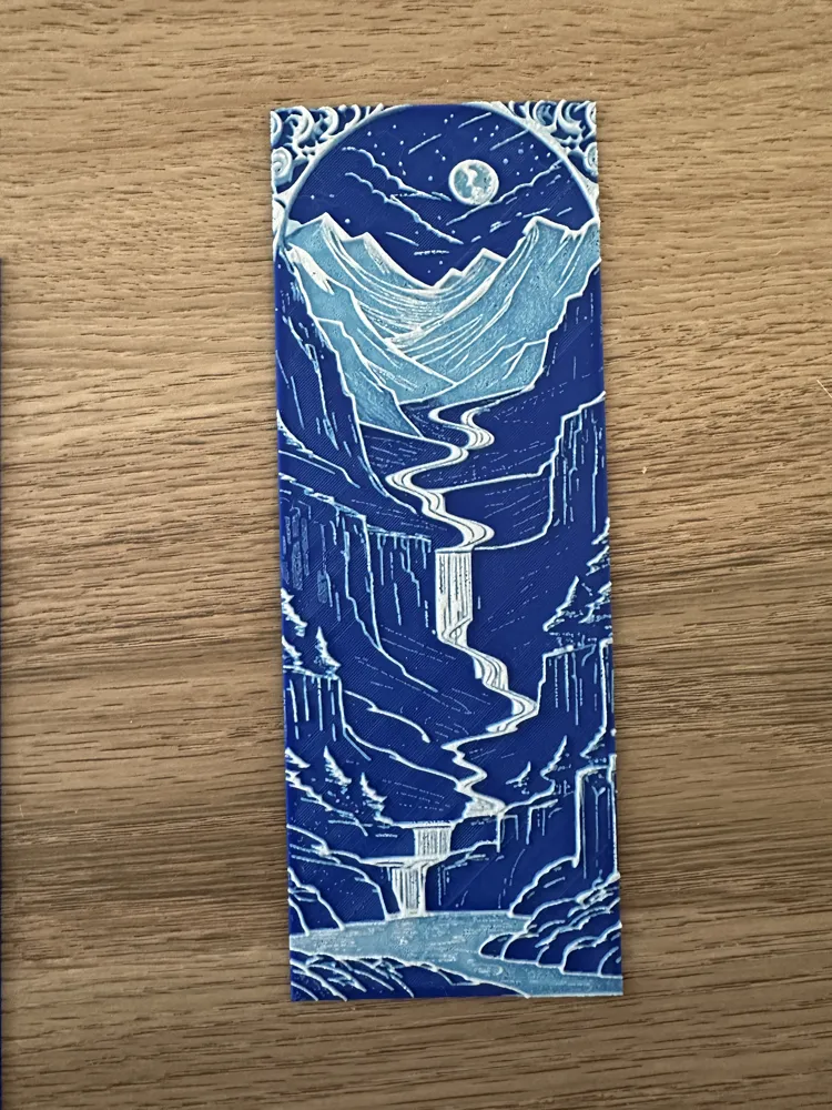 Winter Bookmark - Mountain River - Free 3D Print Model - MakerWorld