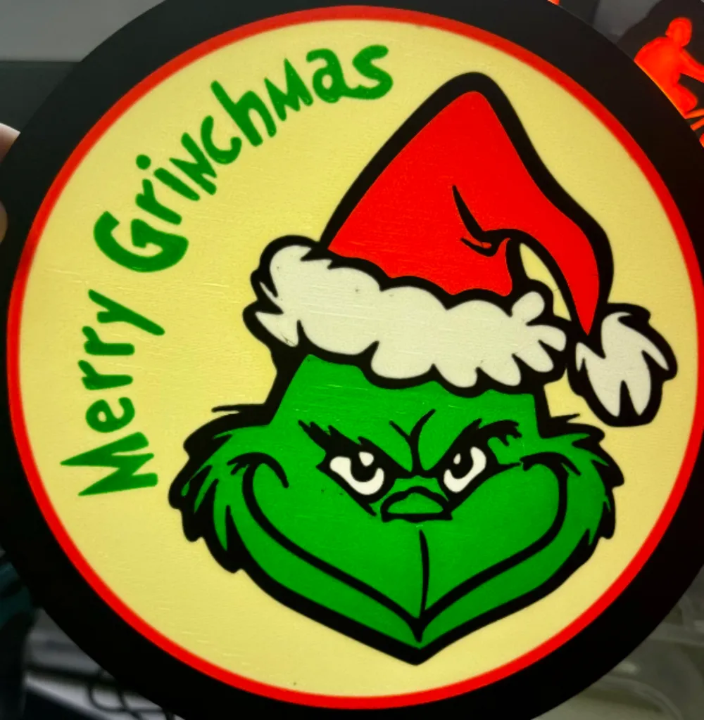 Merry Grinchmas - Circle Light Box Sign by vidguide - MakerWorld