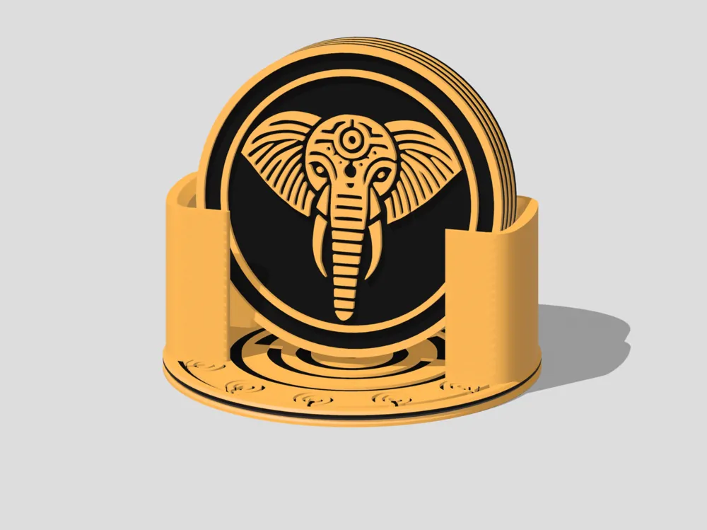 Elephant Coasters and Holder by DCprint - MakerWorld