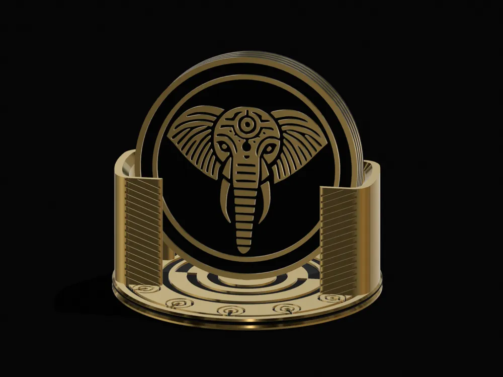 Elephant Coasters and Holder by DCprint - MakerWorld