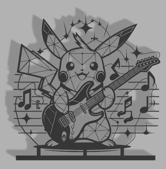 Geometric Low Poly Pikachu playing el guitar V.3 by 3DPrintWolf ...