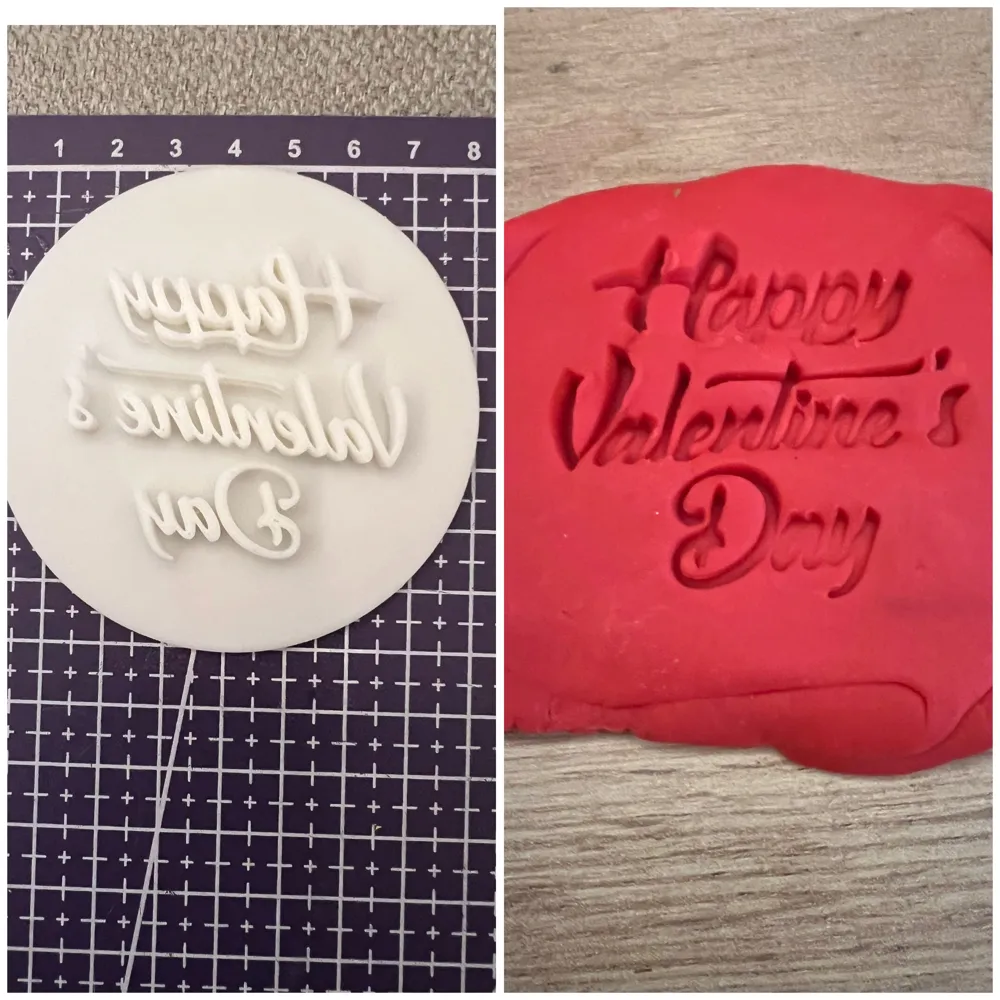 "Happy Valentine's Day" Cookie stamp - Free 3D Print Model - MakerWorld