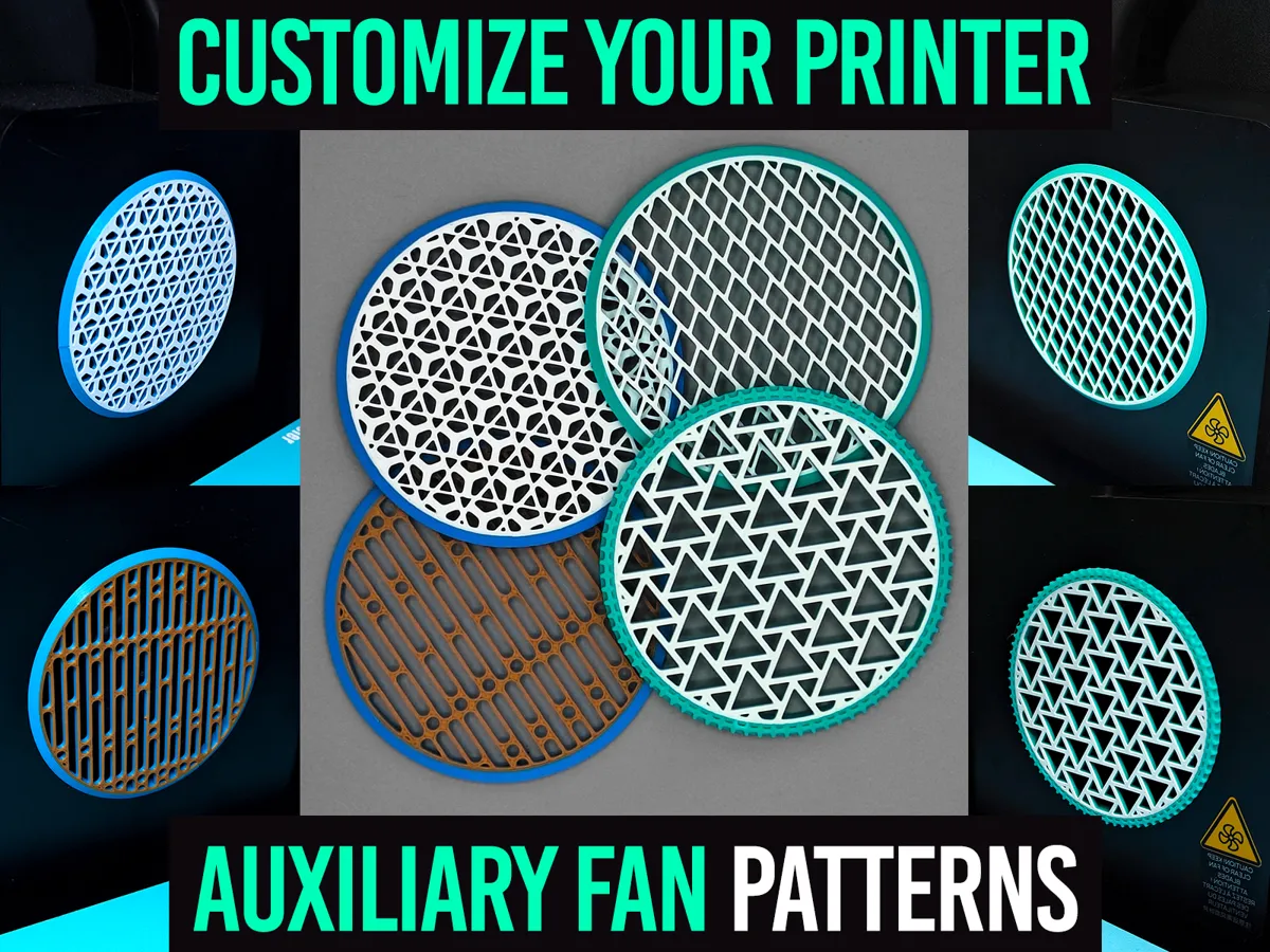 Aux Fan Cover Mod | 4 Patterns | P1S/P1P/X1C - Free 3D Print Model ...