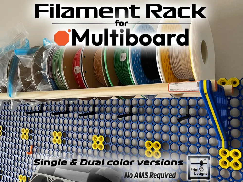 Filament Rack for Multiboard - (Heavy Duty) Remixed by PRINT3D DESIGNS ...