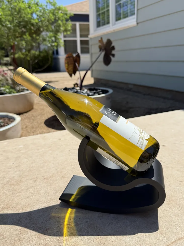 Kinetic Tipsy Wine Bottle Display Stand - Free 3D Print Model - MakerWorld