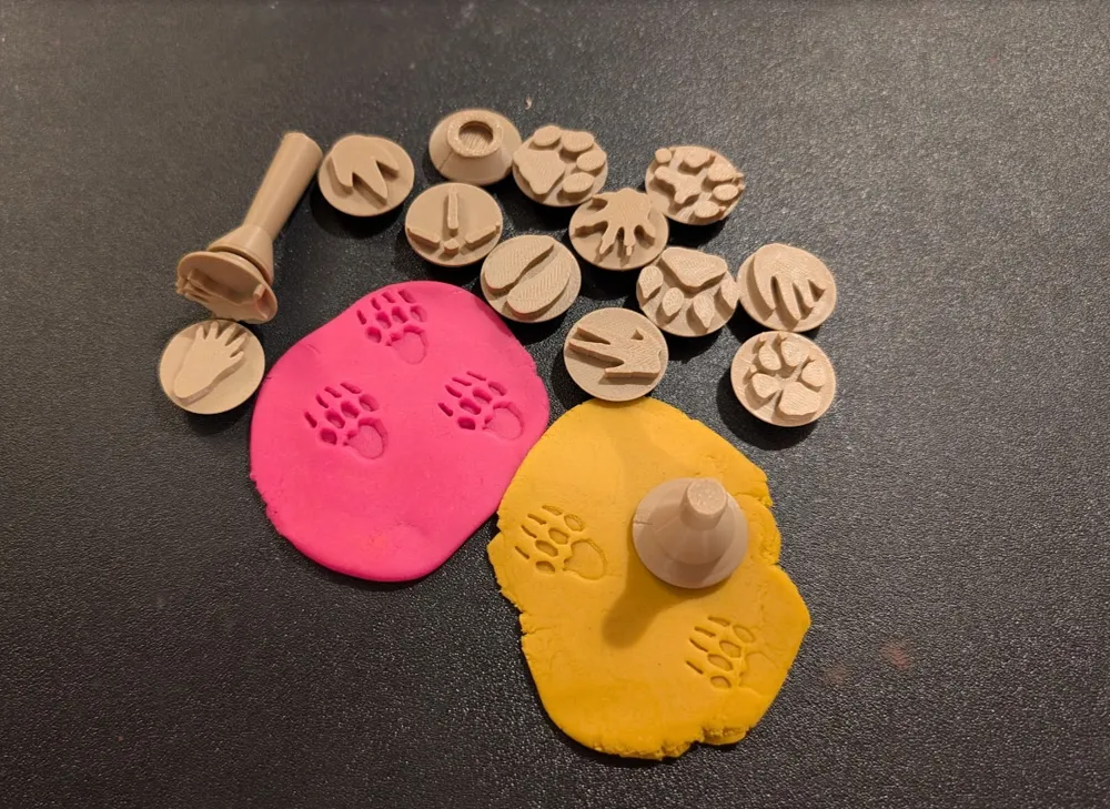 Animal footprint stamps for Play-doh or clay - Free 3D Print Model ...