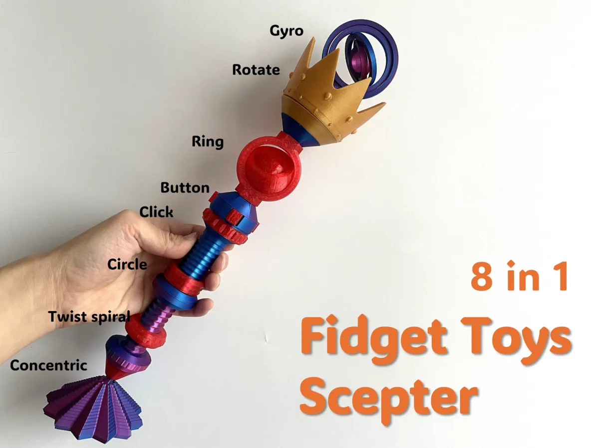 8-in-1 fidget toy scepter - Free 3D Print Model - MakerWorld