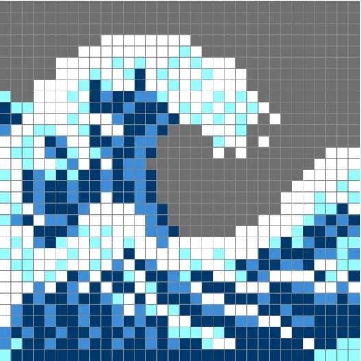 The Wave (Japanese) Pixel Art Puzzle Remixed by Mark - MakerWorld
