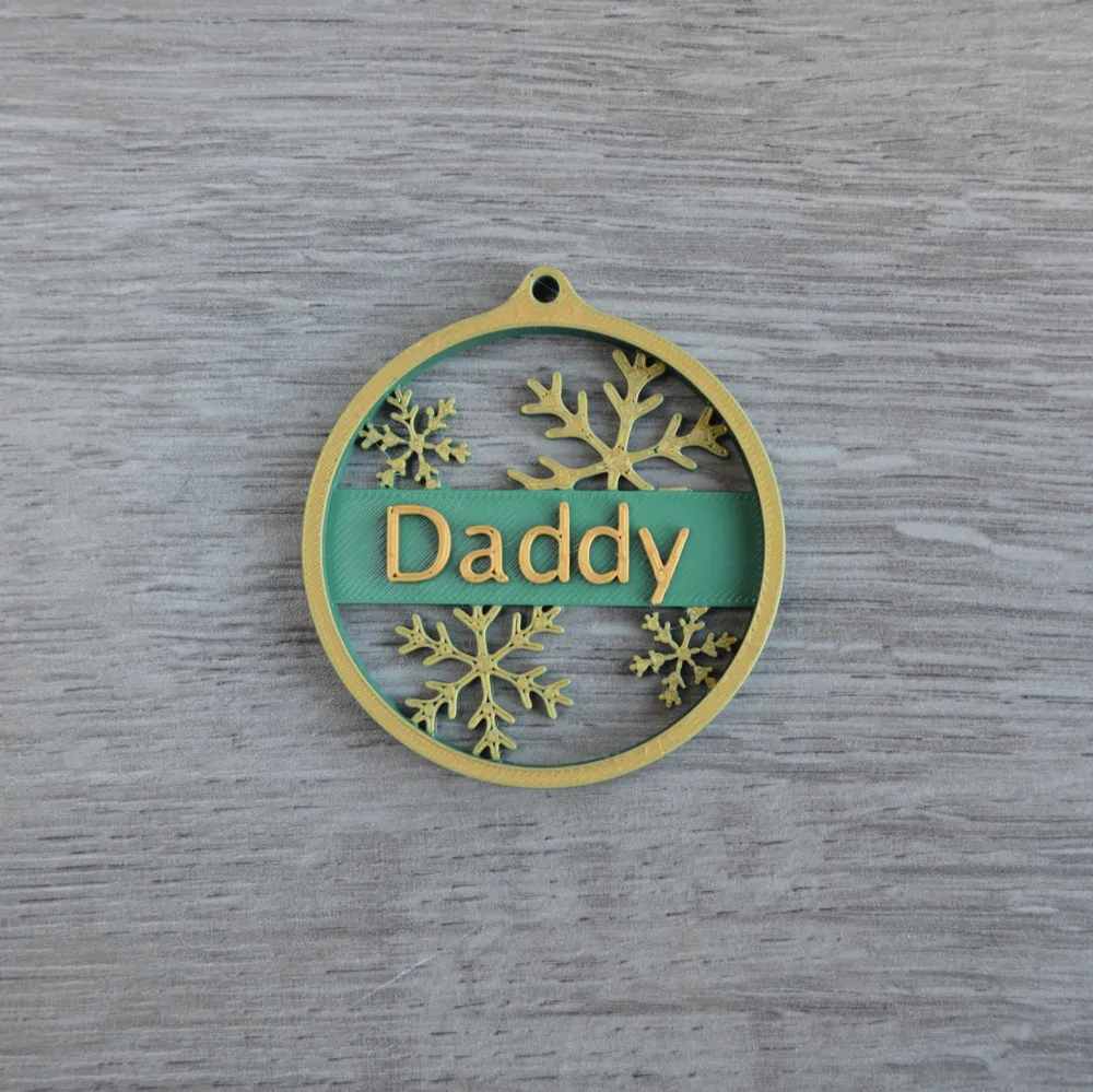Christmas Bauble - Snowflake - Custom Name - Free 3D Print Model ...