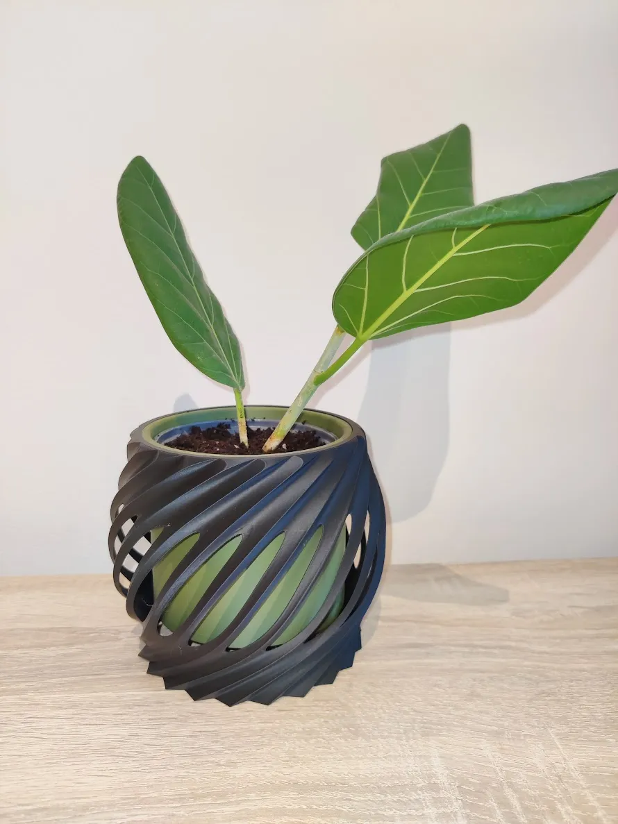 See-Through Swirl Flower Pot by ShazzleCreates - MakerWorld