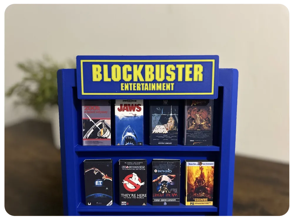 Blockbuster Mini VHS Movie Display - Free 3D Print Model - MakerWorld