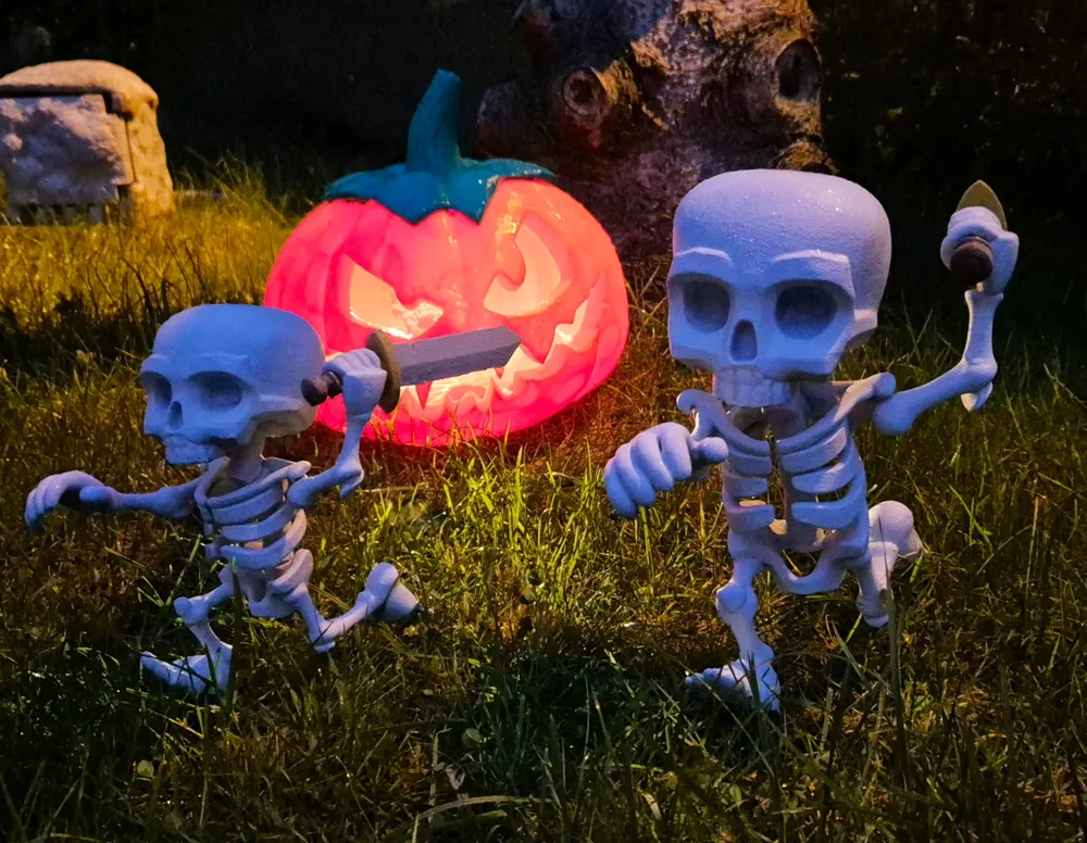 Spooky Halloween Skeleton Warrior on the run - set - Free 3D Print ...