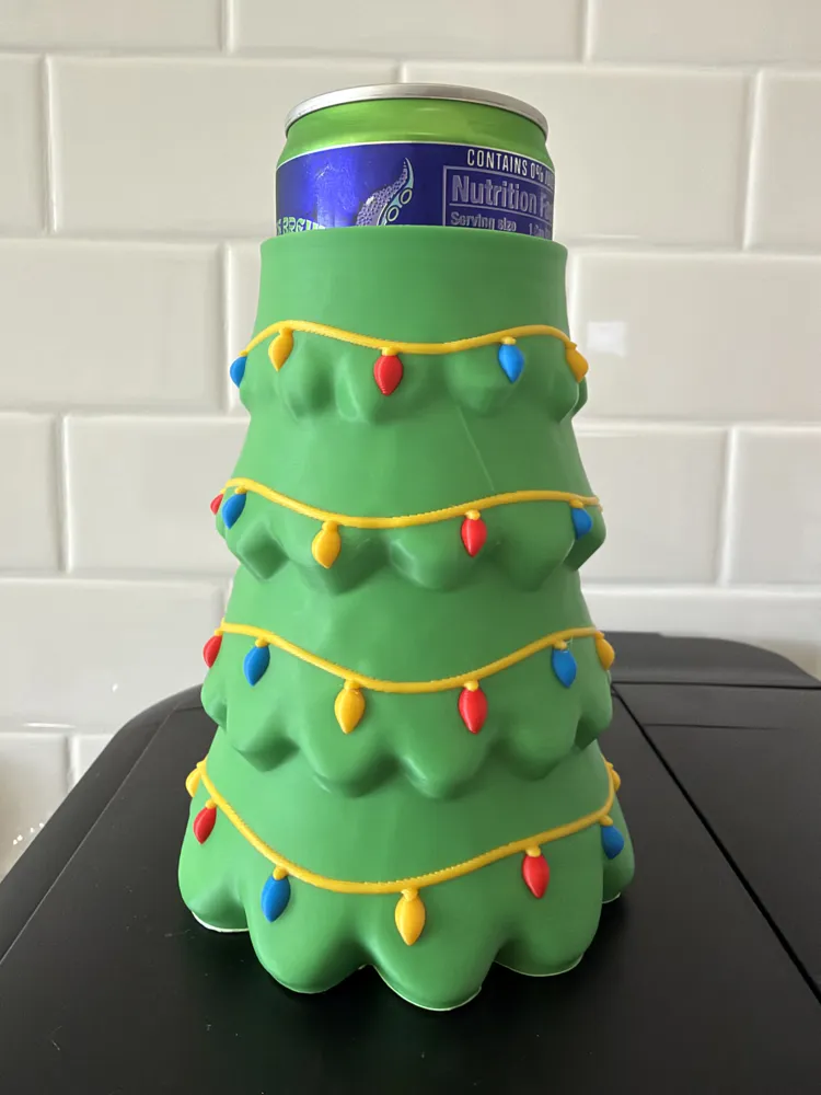 Christmas Tree Slim Can Holder Koozie - Free 3D Print Model - MakerWorld