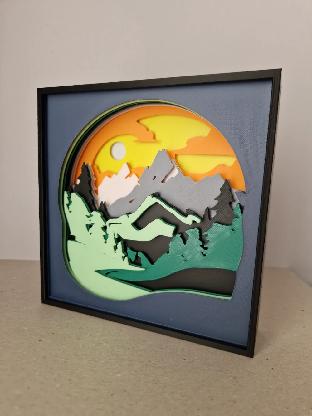Mountains Shadow Box - Free 3D Print Model - MakerWorld