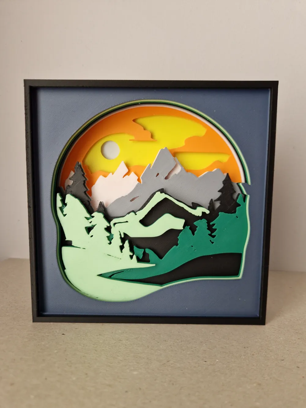 Mountains Shadow Box - Free 3D Print Model - MakerWorld