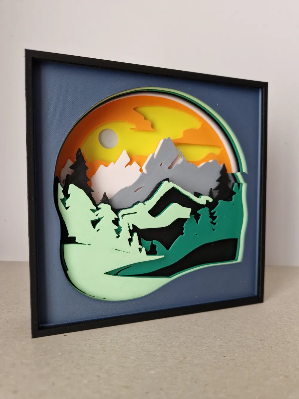 Mountains Shadow Box - Free 3D Print Model - MakerWorld