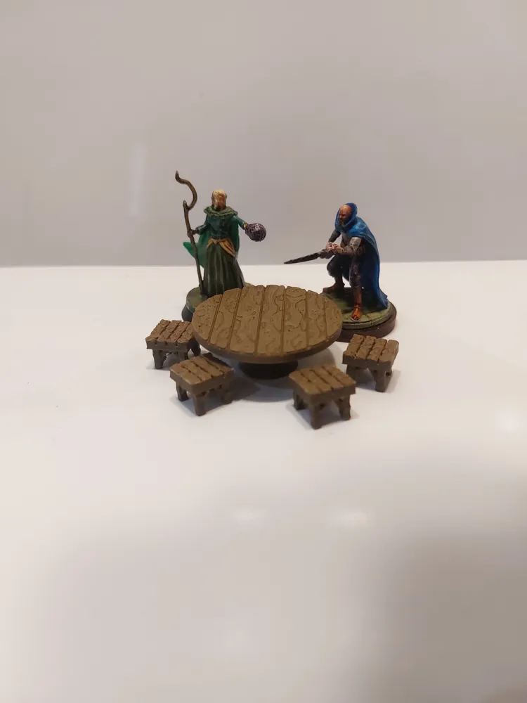DnD Table - Round Table with chairs - D&D Scatter - Free 3D Print Model ...