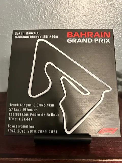 F1 - Bahrain Track with stats and Elevation by whicks10 - MakerWorld