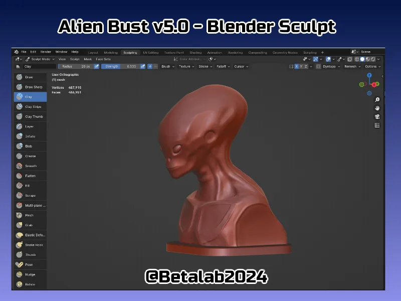 Alien Bust v5.0 by Betalab3DMakerWorld: Download Free 3D Models