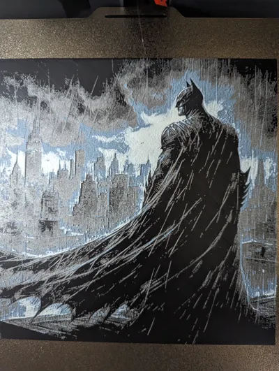 Batman Kneeling in the Rain - HueForge by Squish3D - MakerWorld