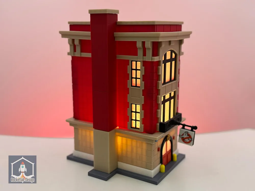 Light-up Ghostbusters Mini Firehouse - Free 3D Print Model - MakerWorld