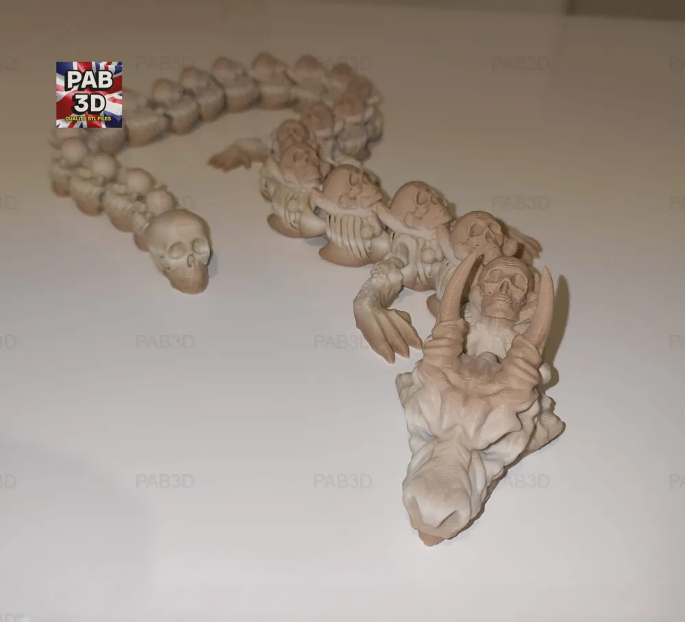 Articulated flexi dragon skull and bone V2 - Free 3D Print Model ...